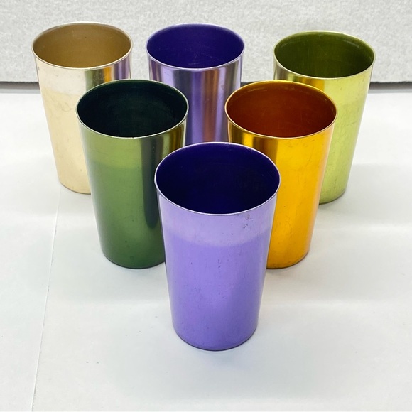 Vintage | Dining | Vintage Set Of 6 Bascal Aluminum Colorful Tumblers ...